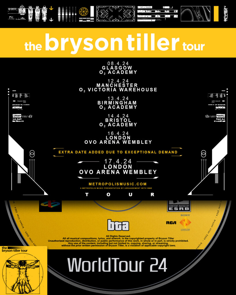 BRYSON TILLER ADDS SECOND LONDON SHOW TO 'THE BRYSON TILLER TOUR' - Music