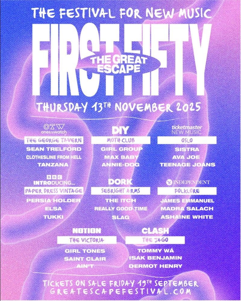 THE GREAT ESCAPE ANNOUNCES FIRST FIFTY LIVE SHOW LINE-UP - Where To Go Now